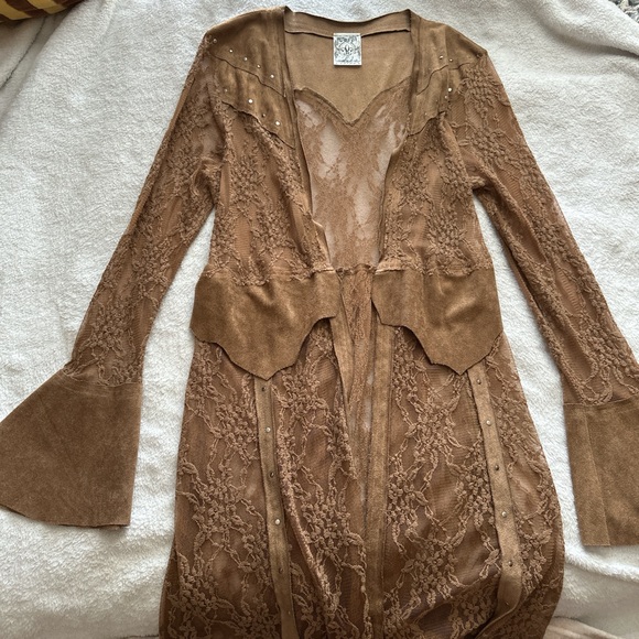 Vocal | Sweaters | Vocal Brown Lace Long Sleeve Cardigan | Poshmark